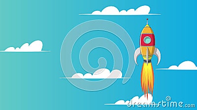 Animated Rocket Launch, Loop Stock Footage - Video of animated, comic ...