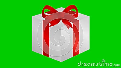 Animated Silver Gift with Red Ribbon. Stock Footage - Video of ...