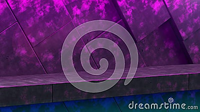 Animated Structure Concrete Blocks with Neon Lights. Smooth Beautiful ...