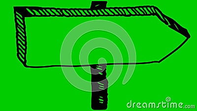 Animated Symbol of Sign Pointer. Empty Board on a Stick. Wooden ...