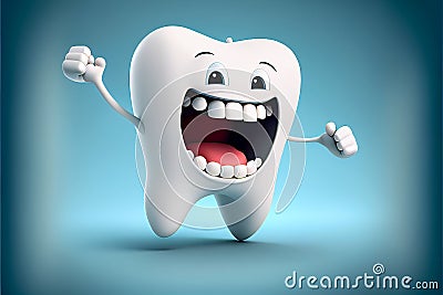 Animated Tooth On A Blue Background. Ai Generated Royalty-Free Stock ...