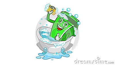Animated Trash Bin Being Washed in the Bath. Stock Video - Video of ...