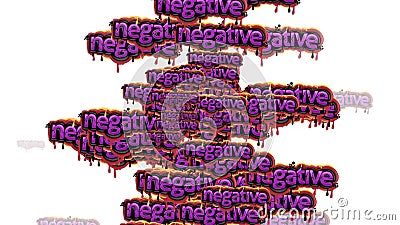 Animated Video Scattered with the Words NEGATIVE on a White Background ...