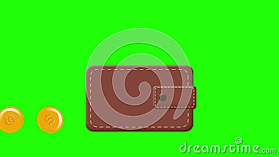 Animated Wallet E-wallet Icon Dollar Bill Euro Coin Payment Green ...