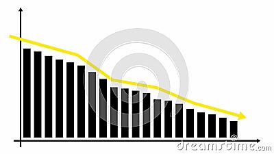 Animated Yellow and Black Chart of Financial Decline with a Trend Line ...