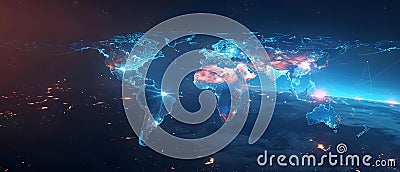 Animating A World Map With Continent Borders For Motion Design. Concept ...