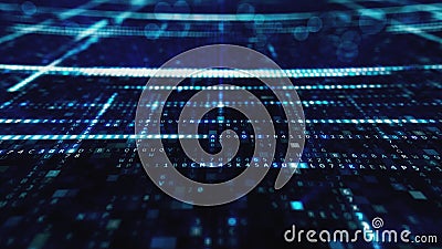 Animation Of Abstract Blue Technology Background. Hexadecimal Computer ...