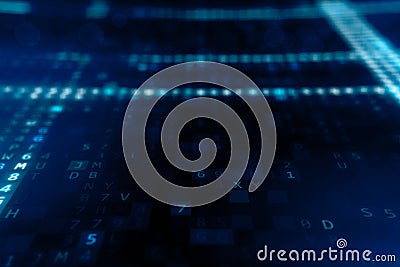 Animation Of Abstract Blue Technology Background. Hexadecimal Computer ...