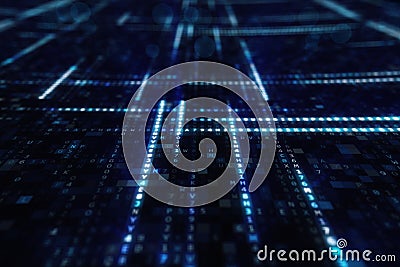 Animation Of Abstract Blue Technology Background. Hexadecimal Computer Code. Programming Coding ...