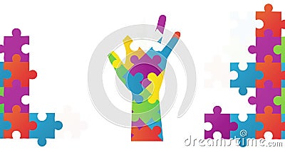 Animation of Autism Colourful Puzzle Pieces Forming Hand on White ...