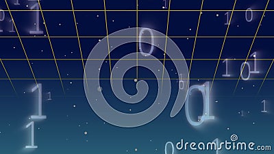 Animation of Binary Code Floating Over Blue Digital Space Stock Footage ...