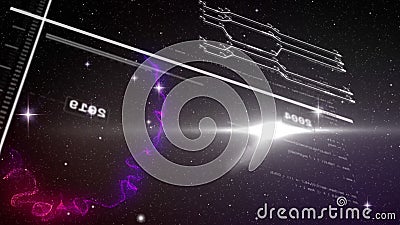 Animation of Black Digital Screen with Data and Lights Stock Footage ...