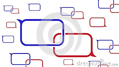 Animation. Blue and Red Rectangular Speech Bubbles Appear on a White ...