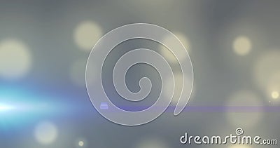 Animation of Blue Spotlight with Lens Flare Over Bokeh Light Spots on ...