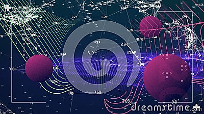 Animation of Circles and Wave Patterns Against Dots and Numbers Interconnecting with Lines Stock ...
