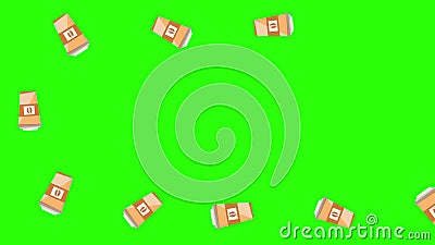 Animation of Coffee Cups on Green Screen Chroma Key, Flat Design ...