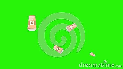 Animation of Coffee Cups on Green Screen Chroma Key, Flat Design ...