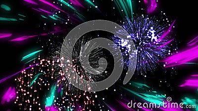 Animation of Colourful Lights and Exploding Fireworks in Night Sky ...
