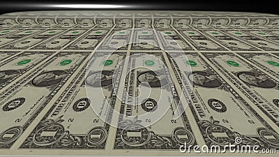 Animation Concept Image Showing a Long Sheet of US Dollar Notes Going ...