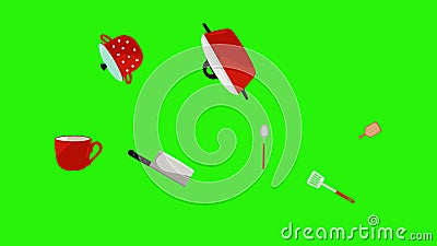 Animation of Cooking Tools, Green Screen , Chroma Key Graphic Source ...
