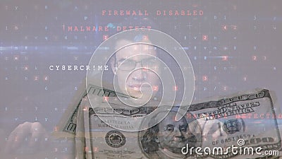 Animation of Cyber Crime Warning and Hacker Over Falling Dollar ...