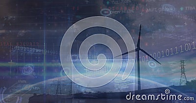 Animation of Cyber Security Data Processing Over Windmill Spinning ...