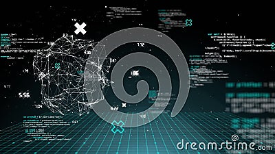 Animation of Data Processing and Globe on Black Background Stock Video ...