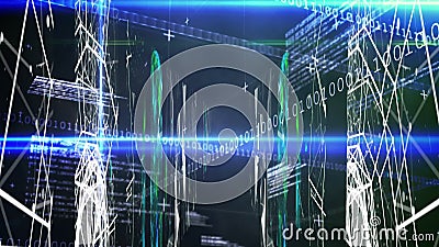 Animation of Data Processing, Lights and Shapes on Black Background Stock Video - Video of ...