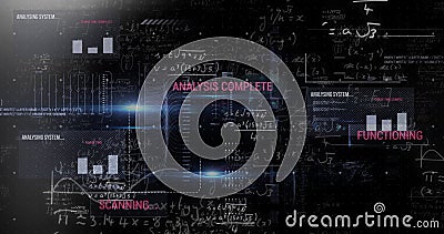 Animation of Data Processing with Mathematical Equations on Black ...