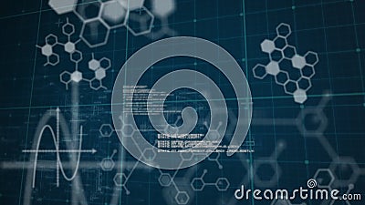 Animation of Data Processing and Network of Screens on Blue Background ...