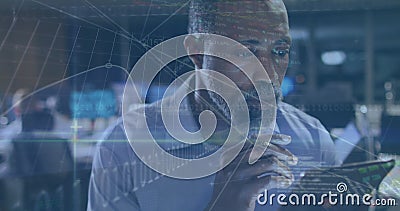 Animation of Data Processing Over African American Businessman Using ...