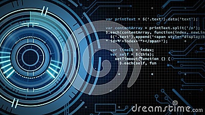Animation of Data Processing with Scope Scanning on Black Background ...