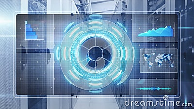 Animation of Data Processing with Scope Scanning Over Server Room Stock Footage - Video of ...