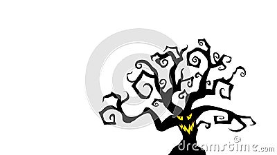 Animation of a Decorative Tree with a Scary Face, a Halloween Concept ...