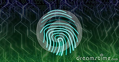 Animation of Digital Fingerprint Over Network of Connections and Binary Coding Stock Footage ...