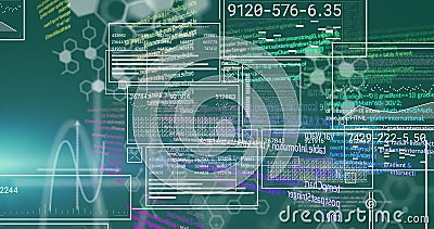 Animation of Digital Interface with Database Over Hexagonal Shapes and ...