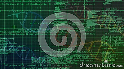 Animation of Digital Screen with Biological Data on Black Background ...