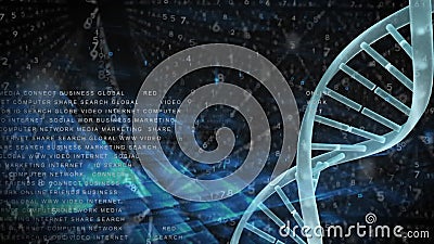 Animation of Dna Structure Spinning and Hexagonal Pattern Over Binary Coding and Blue Square ...