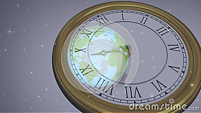 Animation of Earth Globe and Space Over Clock Ticking Stock Video ...
