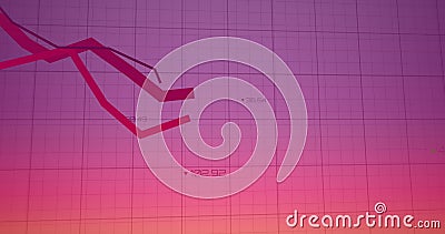 Animation of Falling Graphs Over Grid Pattern and Changing Numbers Against Abstract Background ...