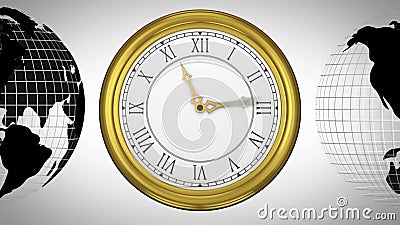 Fast Moving Clock and Globes Spinning Stock Video - Video of concept ...