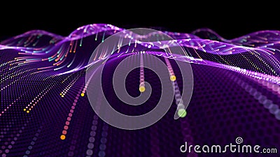 Data Lake or Ocean Background. Looped. Particle Terrain Violet Waves ...