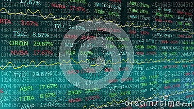Animation of Financial Data Moving with Graphs on Digital Interface ...