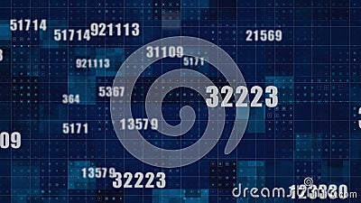 Animation of Floating Numbers with Blue Pixels in the Background Stock ...