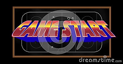 Animation of Game Start Text Over Drawing of Game Plan on Black ...