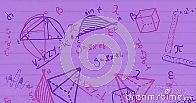 Animation of Geometry and Math Formulas on Pink Background Stock ...
