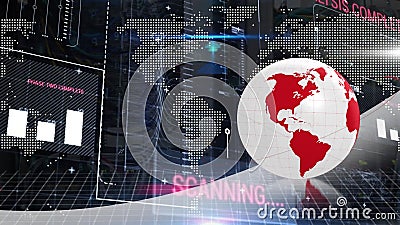 Animation of Globe with Moving Lines and Programming Language, Graphs ...