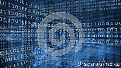 Animation Of Glowing Binary Coding And Information Overlapping And ...