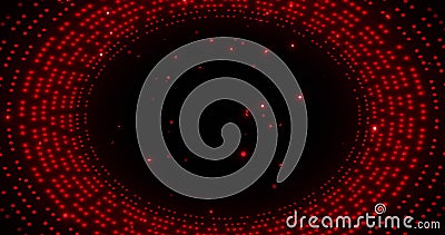 Animation of Glowing Red Spots in Circular Movement on Black Background ...