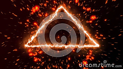 Animation of Glowing Triangle on Fire Over Glowing Red Spots in ...